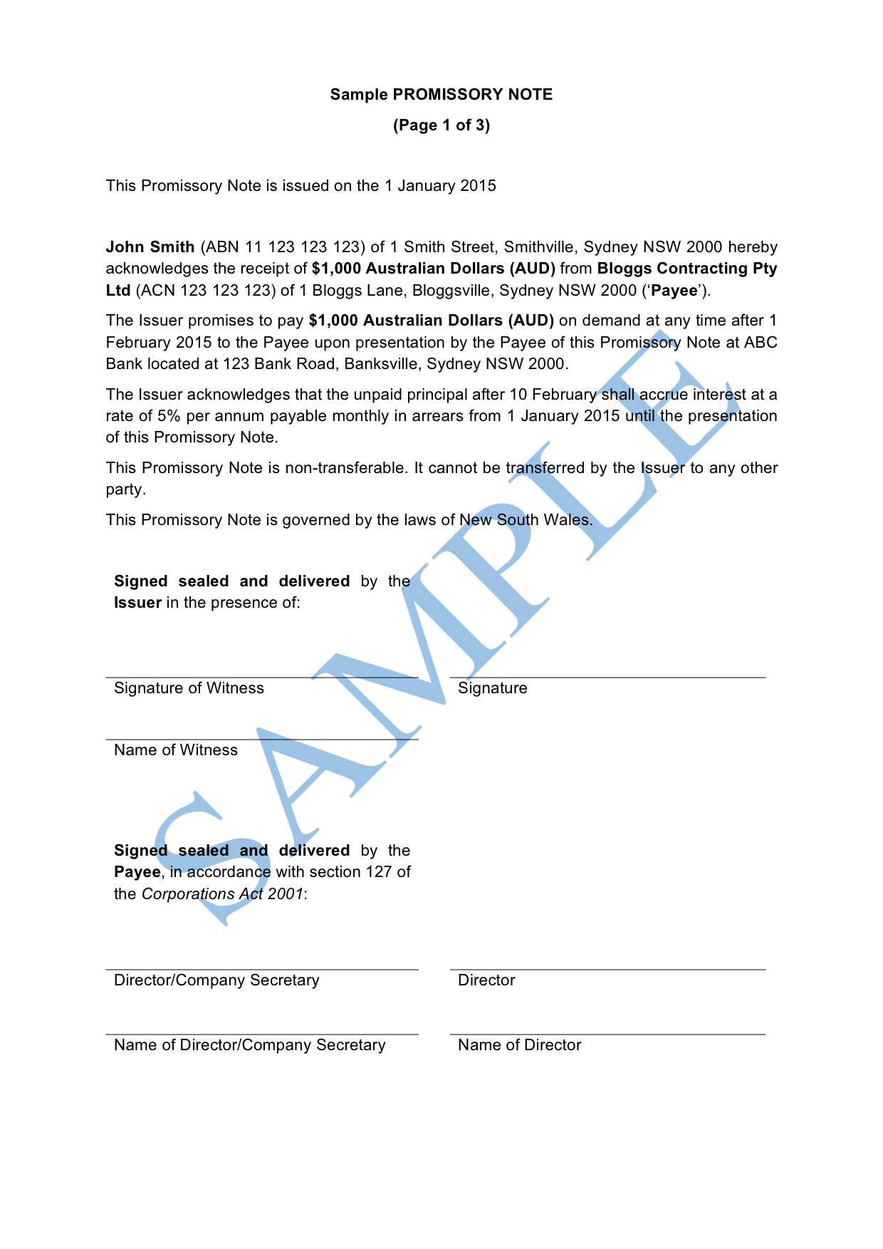 Loan Promissory Note Format